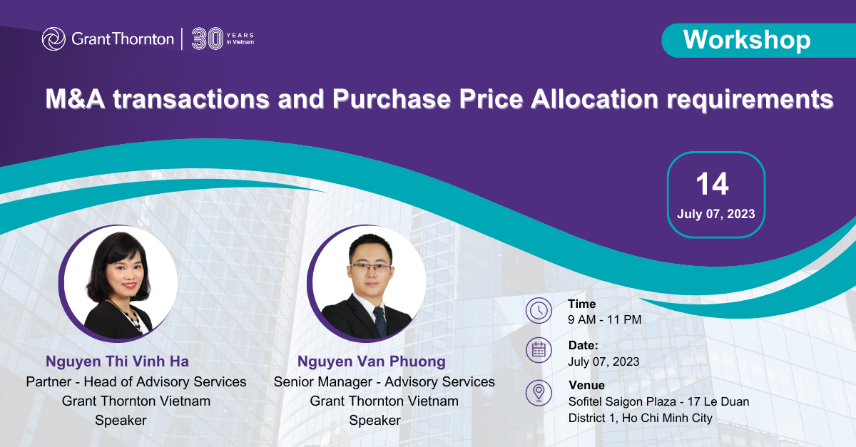 Workshop: M&A transactions and Purchase Price Allocation requirements ...
